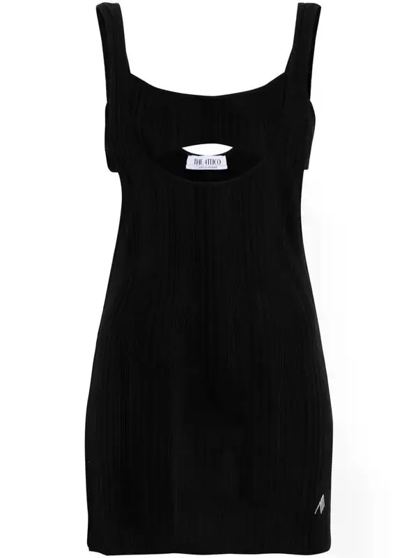 Attico Layered Ribbed Tank Top - Black