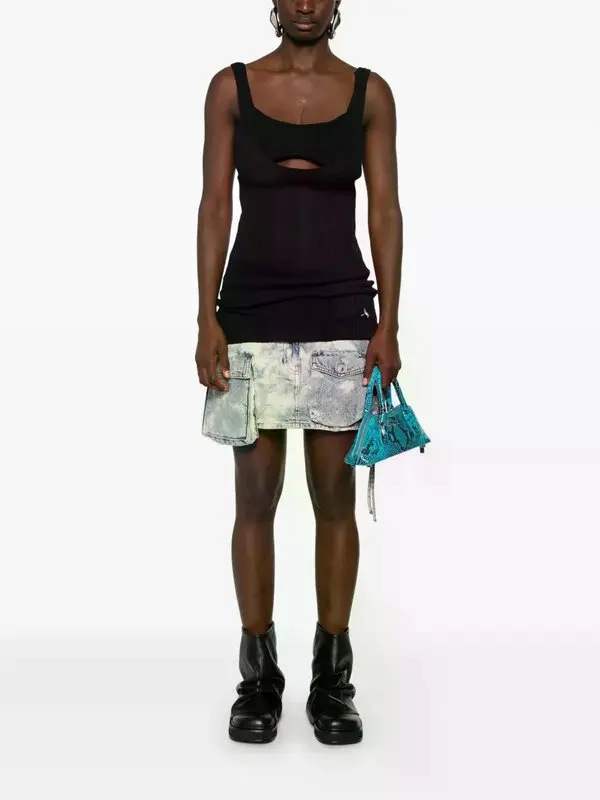 Attico Layered Ribbed Tank Top - Black