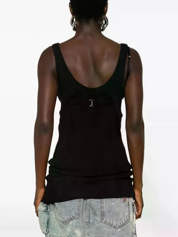 Attico Layered Ribbed Tank Top - Black