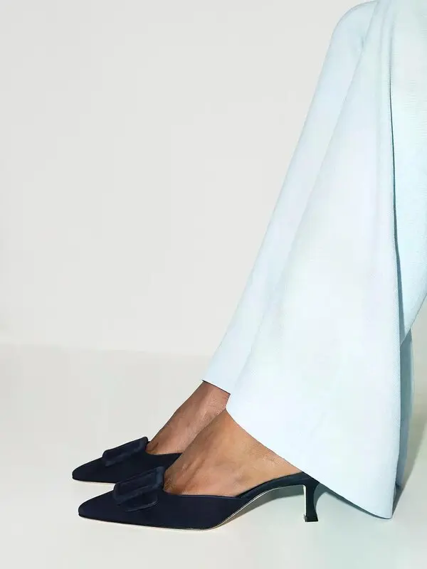 Manolo Blahnik Maysale Mules With Decorative Buckle Detail - Blue