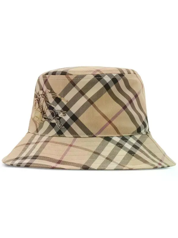 Burberry Checked Bucket Hat - Neutrals