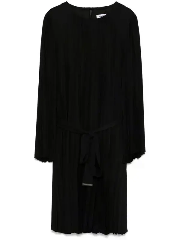 Dkny Pleated Mini Dress With Detachable Waist Strap - Black