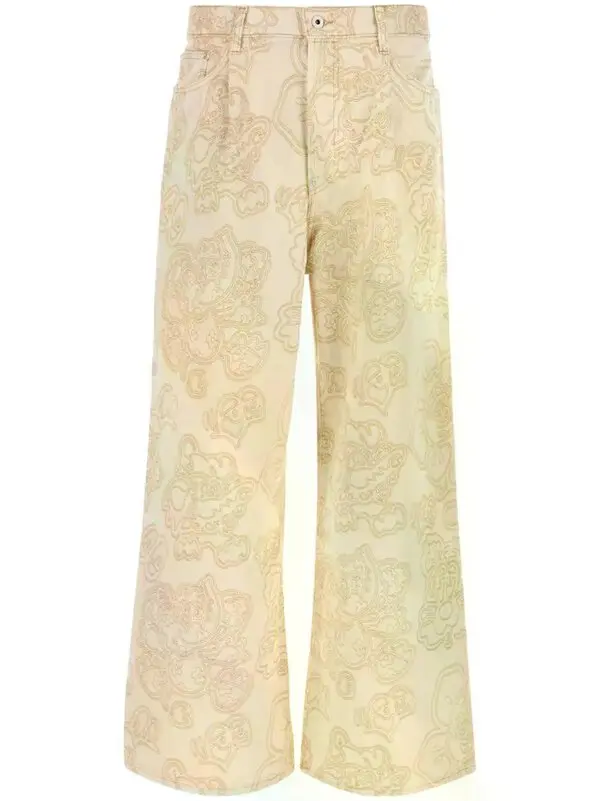 Kenzo Embroidered Wide-leg Jeans