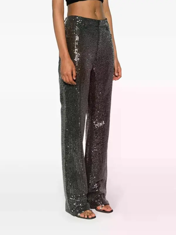 ROTATE BY BIRGER CHRISTENSEN High-waisted Sequin-embellished Jeans - Black