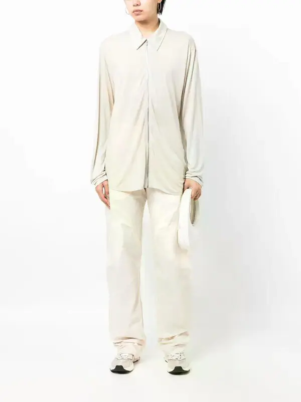 POST ARCHIVE FACTION Zip-up Lyocell Shirt
