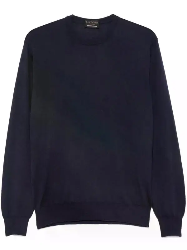 DELL'OGLIO Fine-knit Crew Neck Sweater - Blue