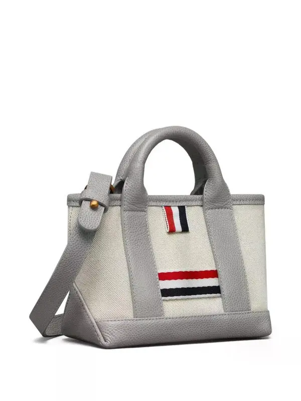 Thom Browne Micro Tool Tote In Salt And Pepper Cotton Canvas