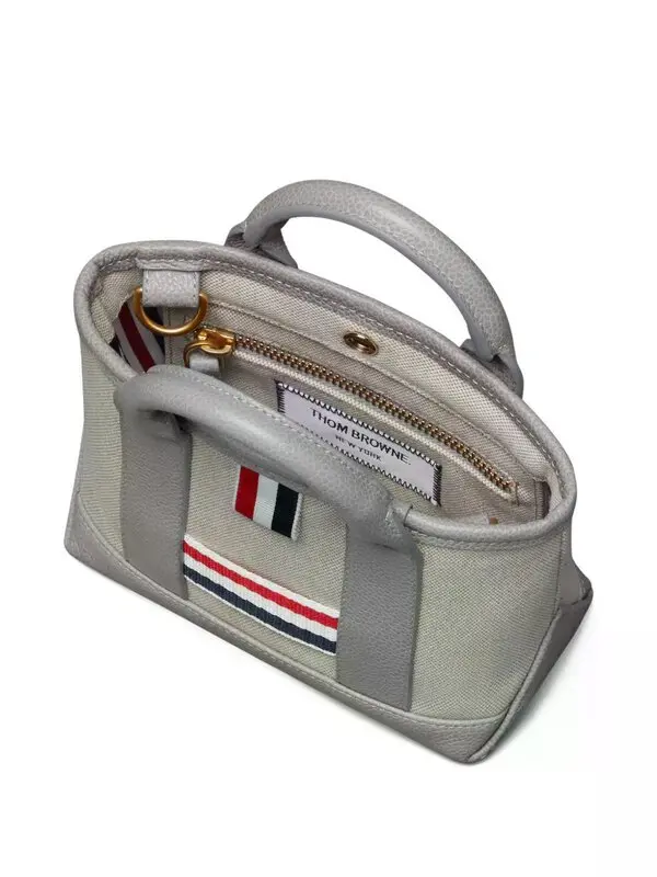 Thom Browne Micro Tool Tote In Salt And Pepper Cotton Canvas