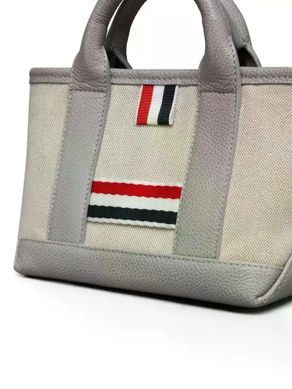 Thom Browne Micro Tool Tote In Salt And Pepper Cotton Canvas