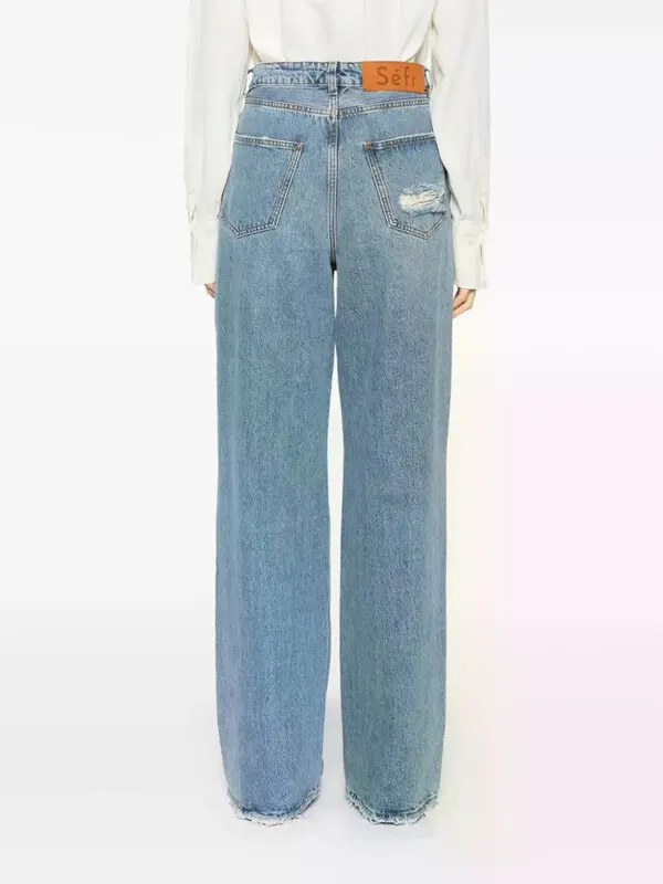 Séfr Wide-leg Distressed Denim Jeans