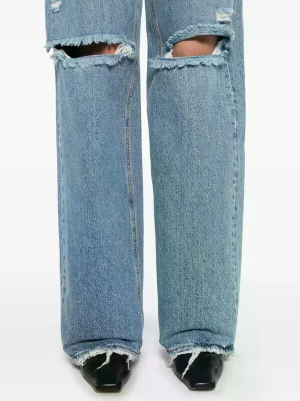 Séfr Wide-leg Distressed Denim Jeans