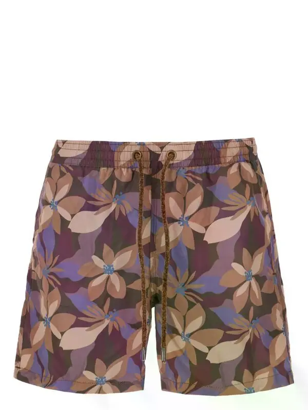 4FF Floral-print Swim Shorts - Brown