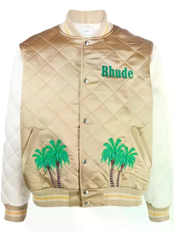 Rhude Satin Bomber Jacket - Brown