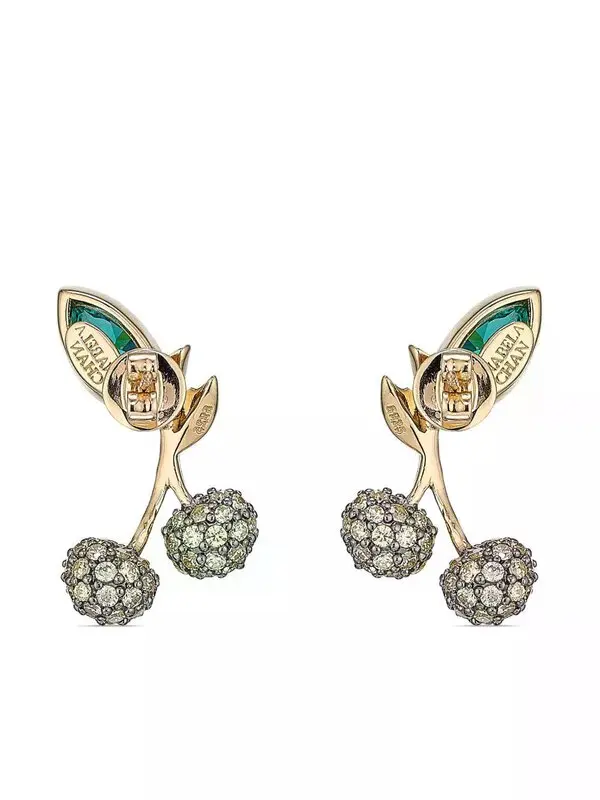 ANABELA CHAN 18kt Yellow Gold Cherry Stud Multi-stone Earrings - Green