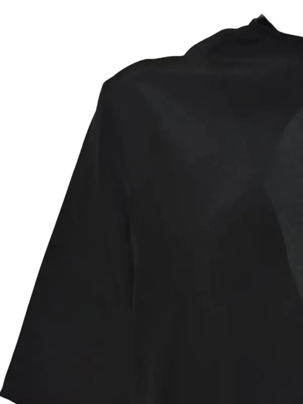 COVERT Open-back Blouse With Round Neckline And Short Sleeves - Black