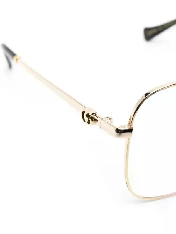 Gucci Oversized Metallic Rectangle Frame Eyeglasses