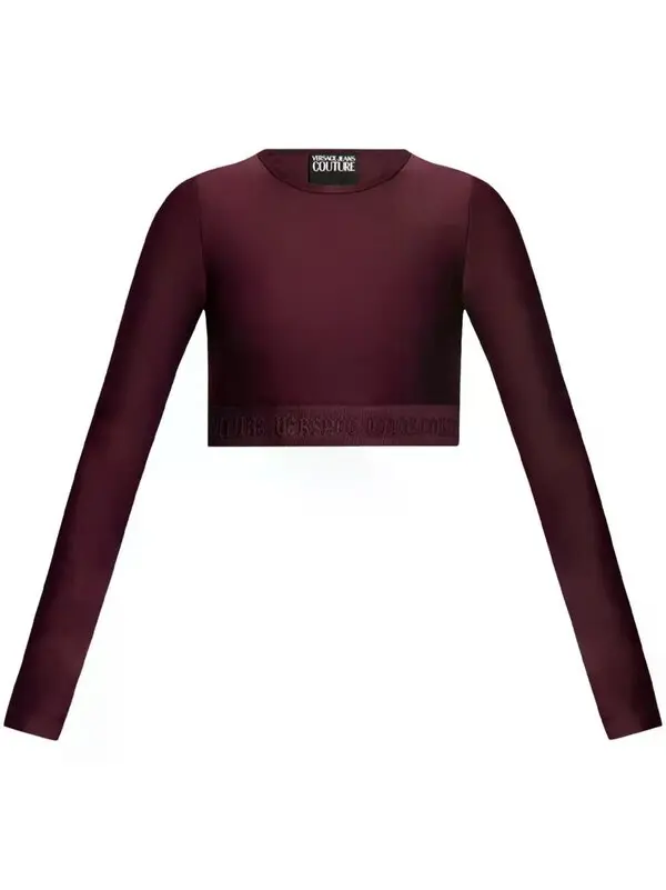 Versace Burgundy Logo-hem Cropped Top - Red