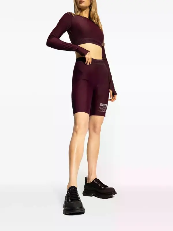 Versace Burgundy Logo-hem Cropped Top