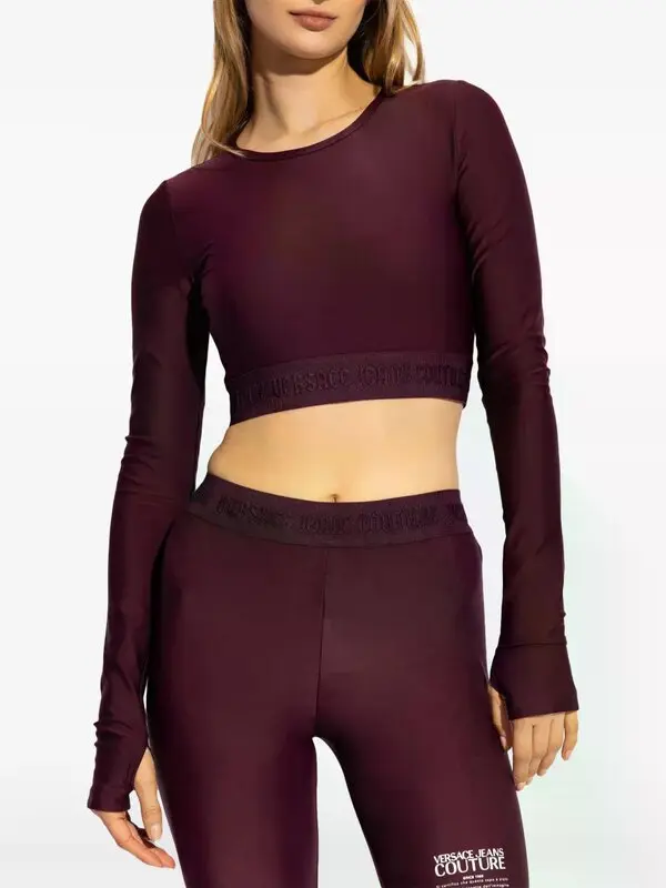 Versace Burgundy Logo-hem Cropped Top