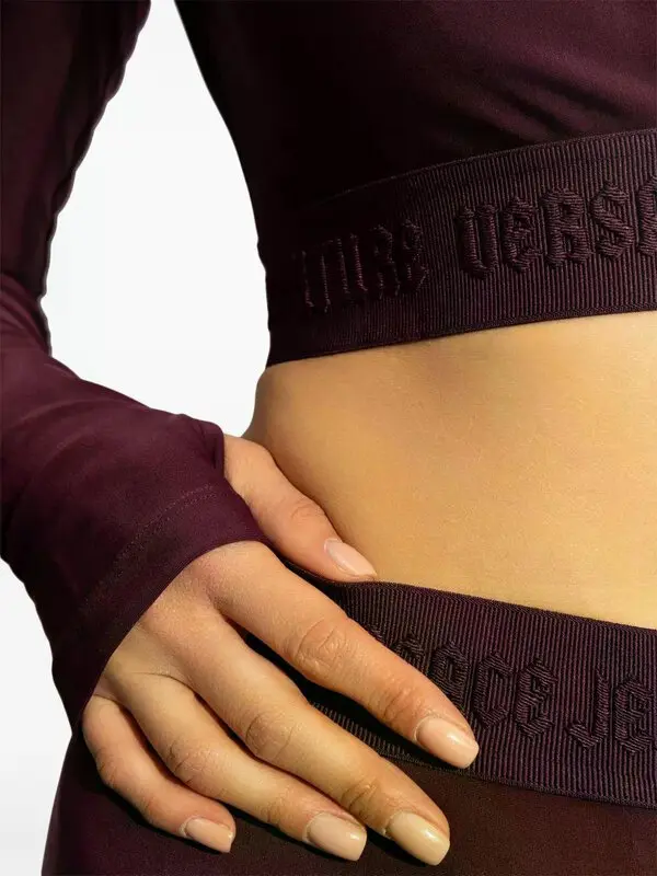 Versace Burgundy Logo-hem Cropped Top