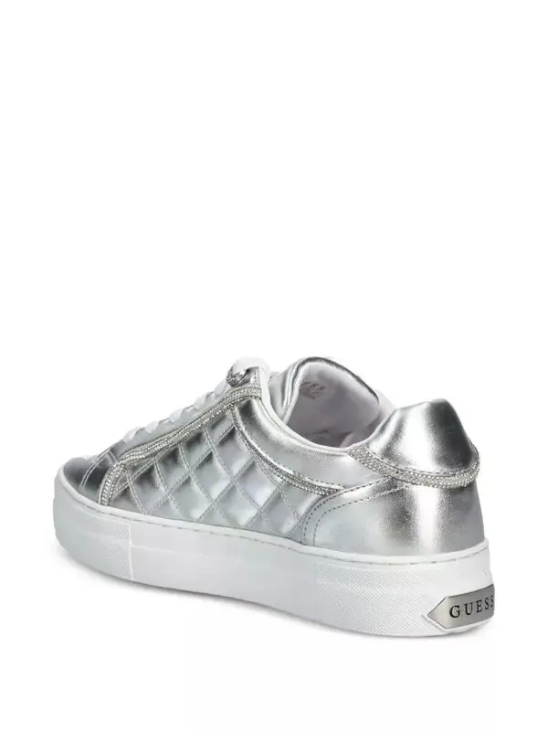 Guess Quilted Metallic-effect Sneakers - Silver
