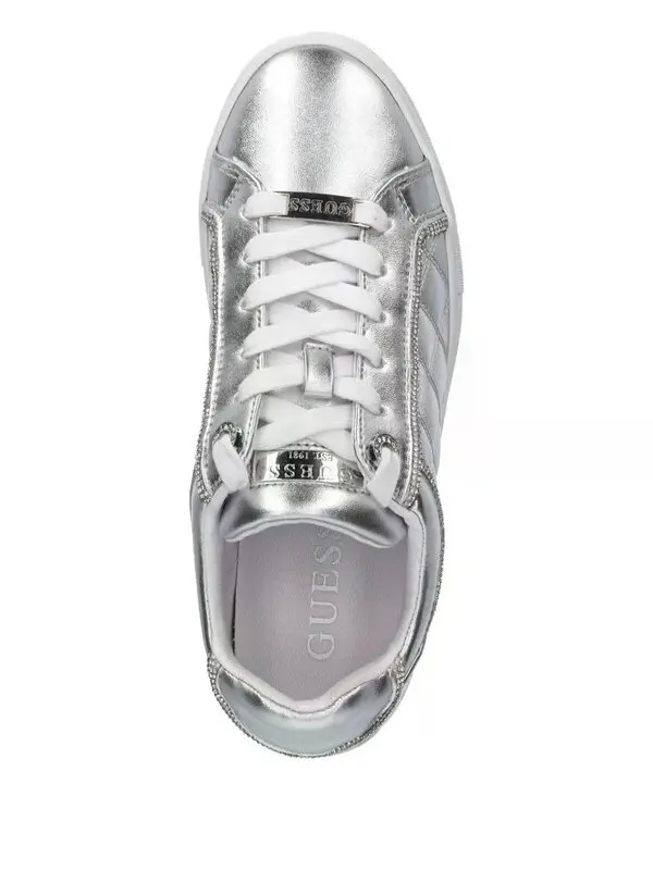 Guess Quilted Metallic-effect Sneakers - Silver