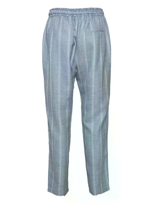 BARBA NAPOLI Striped Drawstring-waist Trousers - Blue