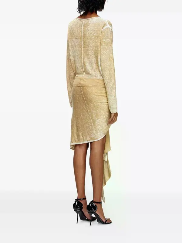 DIESEL® Long Sleeve V-neck Knotted Asymmetrical Dress