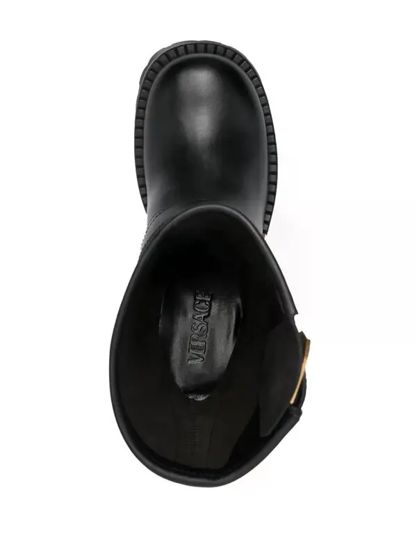 Versace Medusa Embossed Leather Calf-length Boots