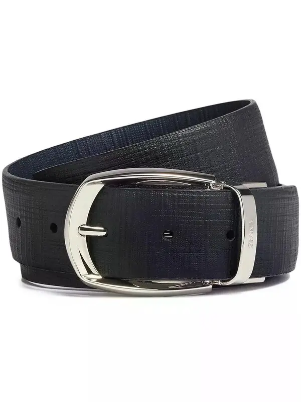 Zegna Leather Logo-engraved Belt - Black