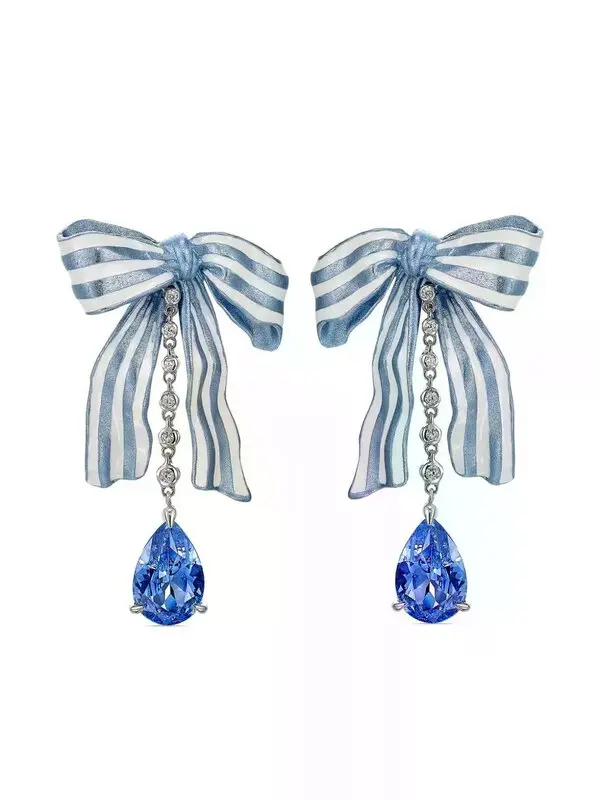 ANABELA CHAN 18kt Gold Vermeil Gingham Sapphire And Diamond Earrings - Blue
