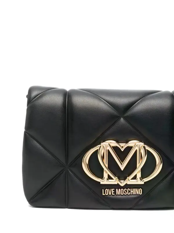 Moschino Logo Plaque Quilted Cross Body Bag