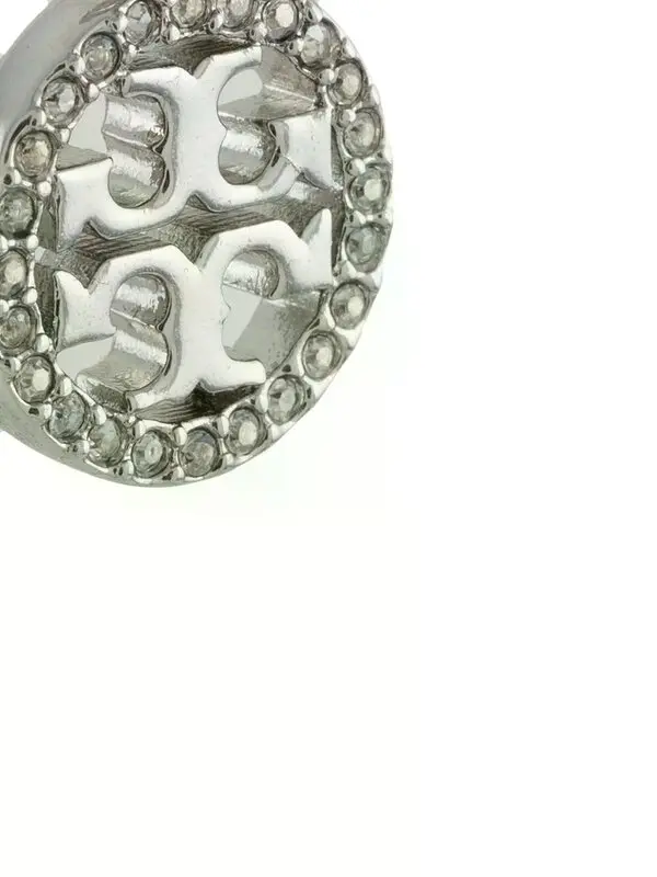Tory Burch Icon Pavé Hoop Earrings - Silver