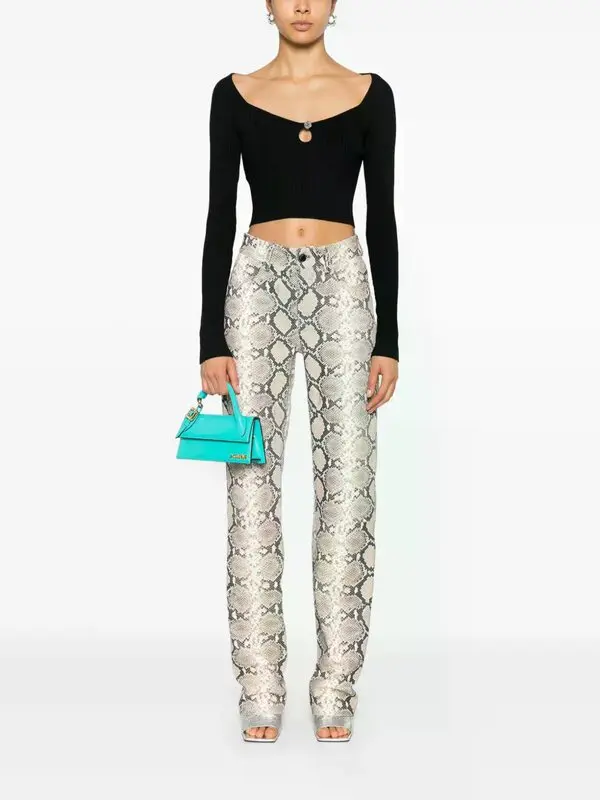 Moschino Ribbed Knit Cropped Top With Button Detail