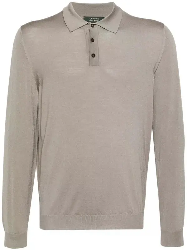 ZANONE Fine-knit Polo Shirt - Brown