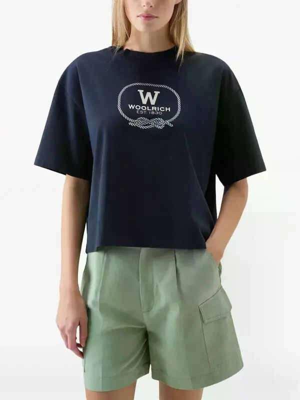Woolrich Logo Print Cotton T-shirt - Blue