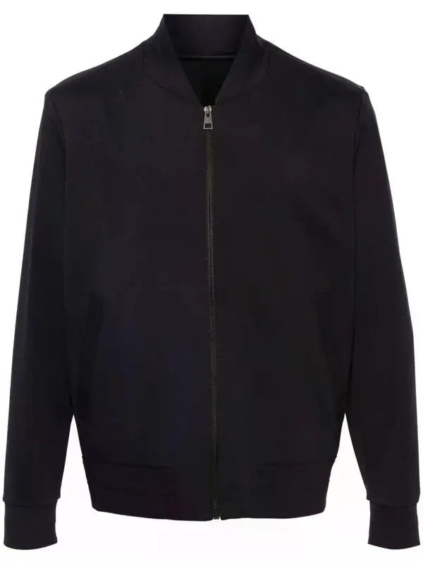 Harris Wharf London Navy Stretch-jersey Bomber Jacket