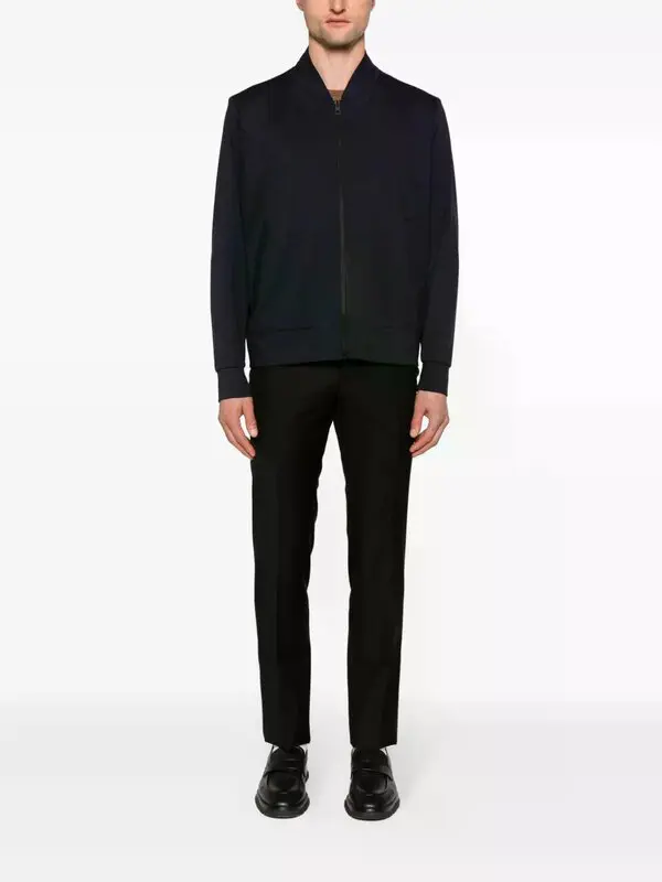 Harris Wharf London Navy Stretch-jersey Bomber Jacket