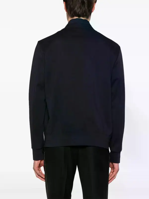 Harris Wharf London Navy Stretch-jersey Bomber Jacket