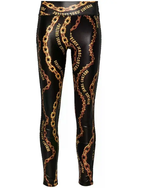 Versace Chain-print Leggings - Black