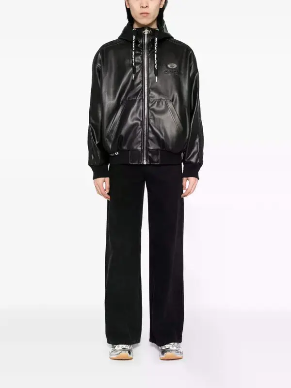 AAPE BY *A BATHING APE Faux Leather Hooded Jacket - Black