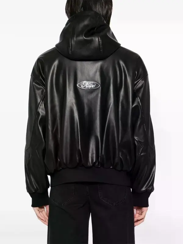AAPE BY *A BATHING APE Faux Leather Hooded Jacket