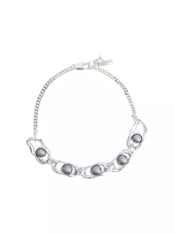 COUP DE COEUR Plated Brass Necklace With Pearl Embellishments - Silver