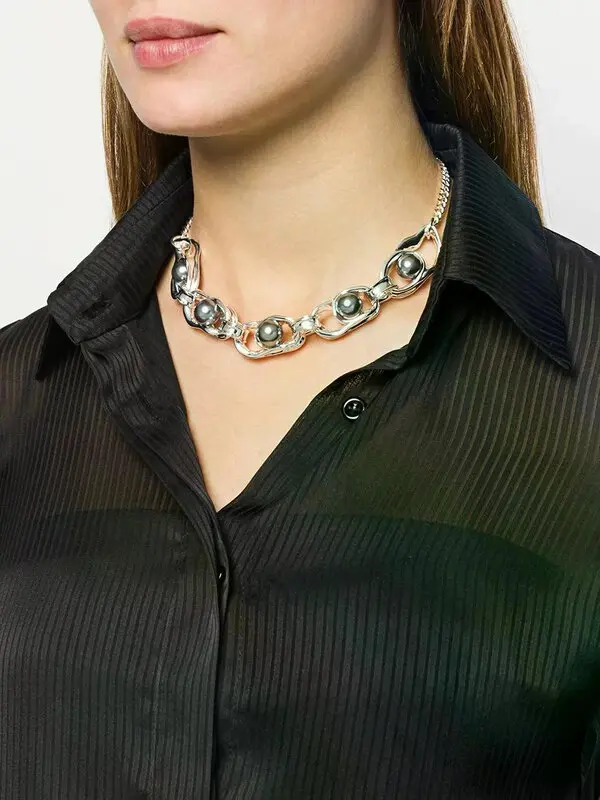 COUP DE COEUR Plated Brass Necklace With Pearl Embellishments