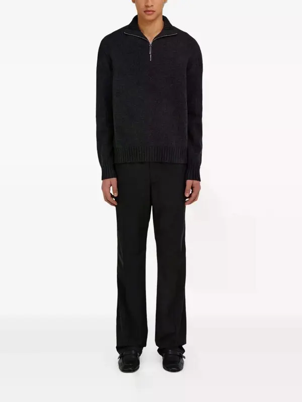 FERRAGAMO Cashmere Zip Neck Sweater - Grey