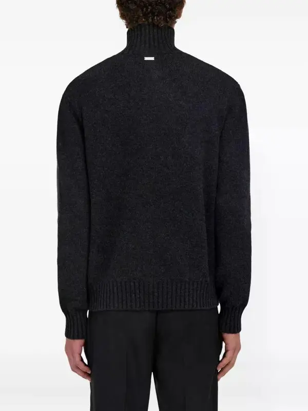 FERRAGAMO Cashmere Zip Neck Sweater - Grey