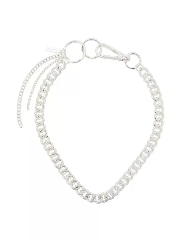 COUP DE COEUR Tone Logo Charm Chain Necklace - Silver