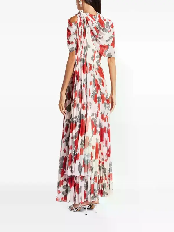 Huishan Zhang Floral Maxi Dress With Pleated Skirt