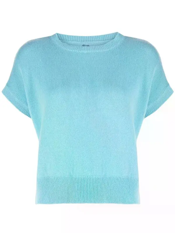 TEDDY CASHMERE Genova Sleeveless Cropped Cashmere Jumper - Blue