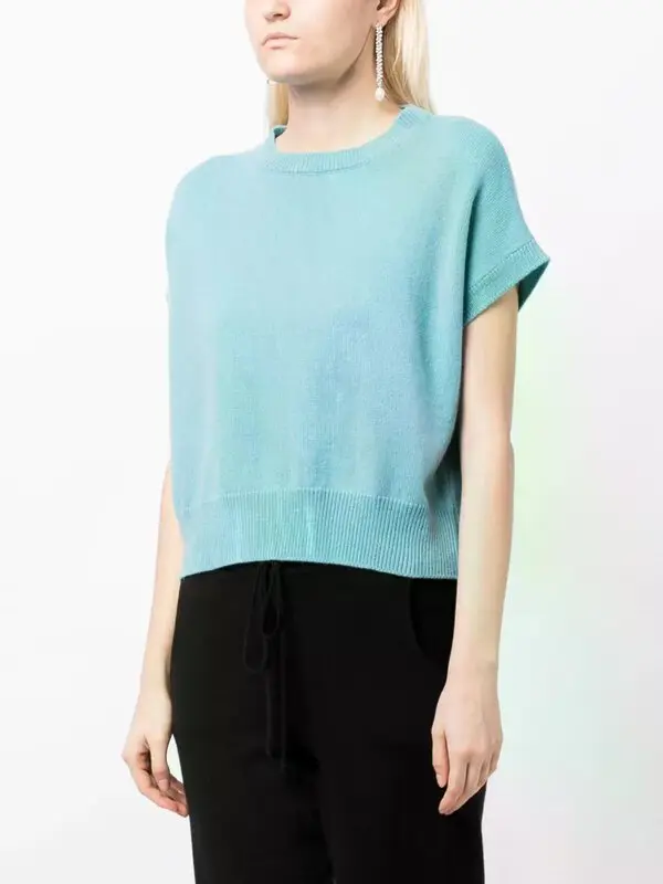 TEDDY CASHMERE Genova Sleeveless Cropped Cashmere Jumper - Blue